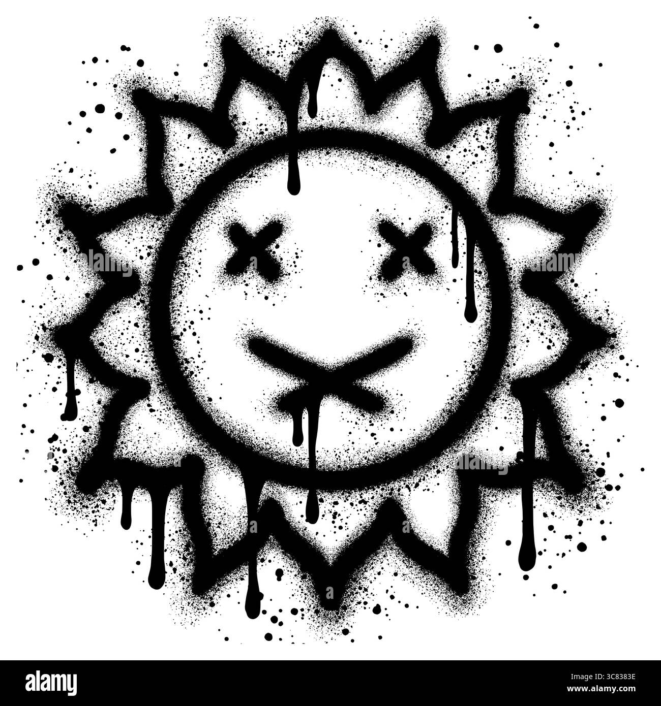 cute sun graffiti with black spray paint. vector illustration Stock ...