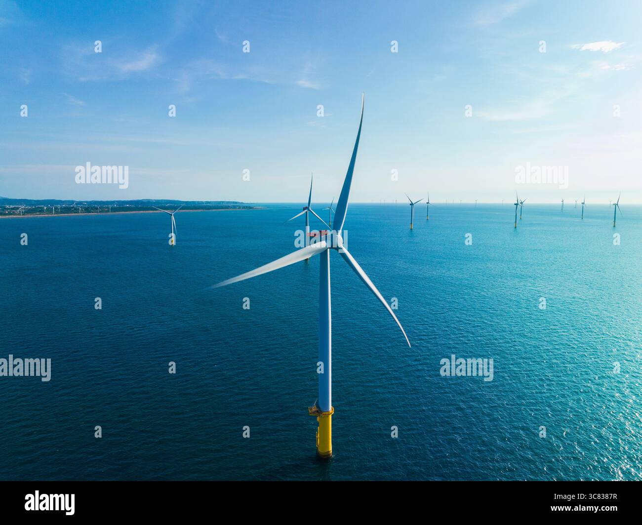 View of the Offshore wind power systems off the western coast of Taiwan ...