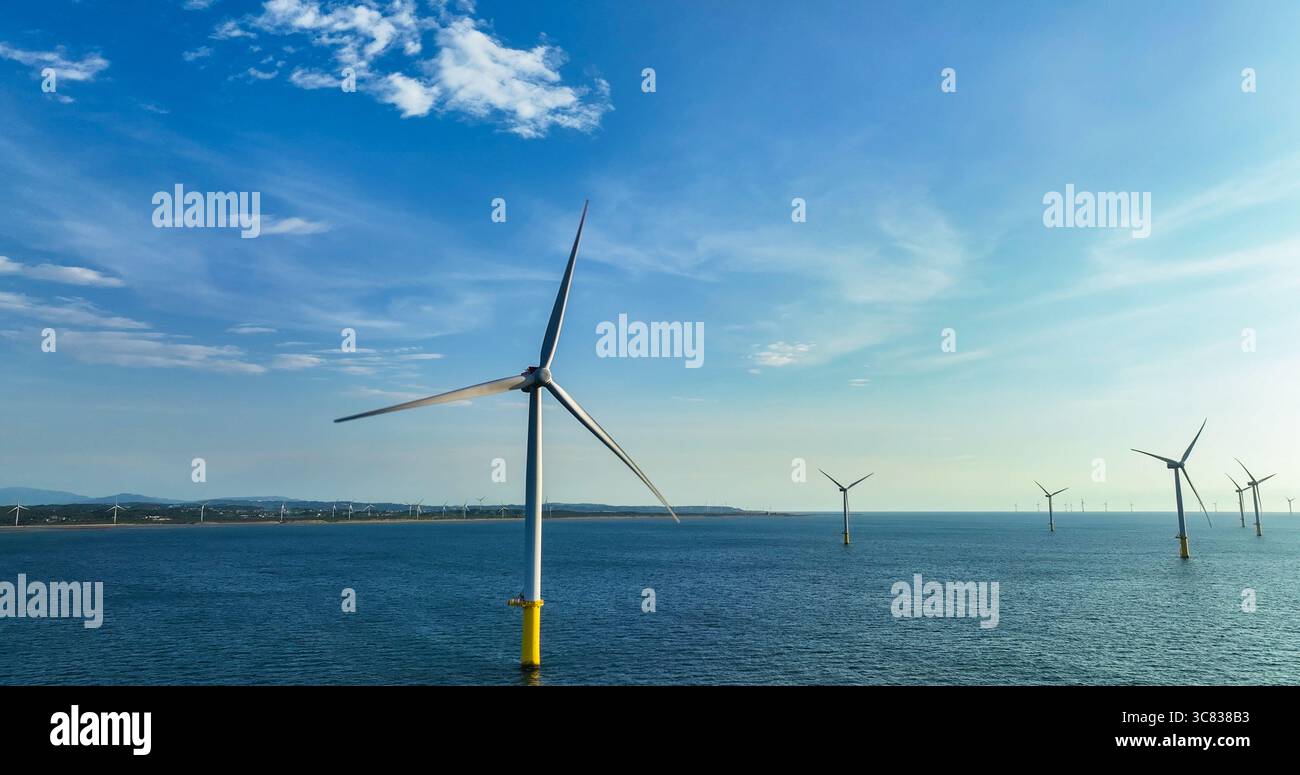 View of the Offshore wind power systems off the western coast of Taiwan ...