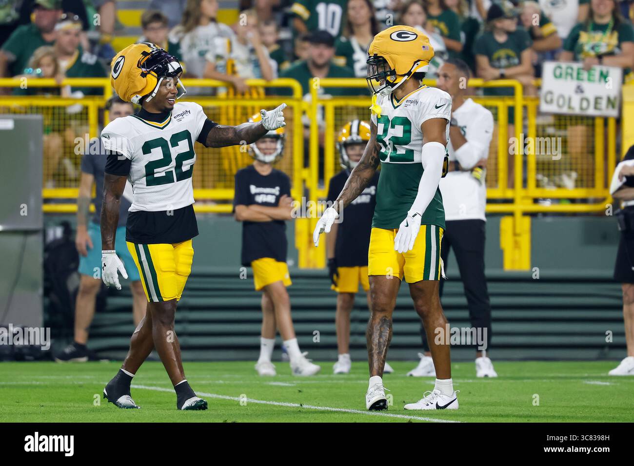 August 2, 2025: Green Bay Packers wide receiver Matthew Golden (22) and ...