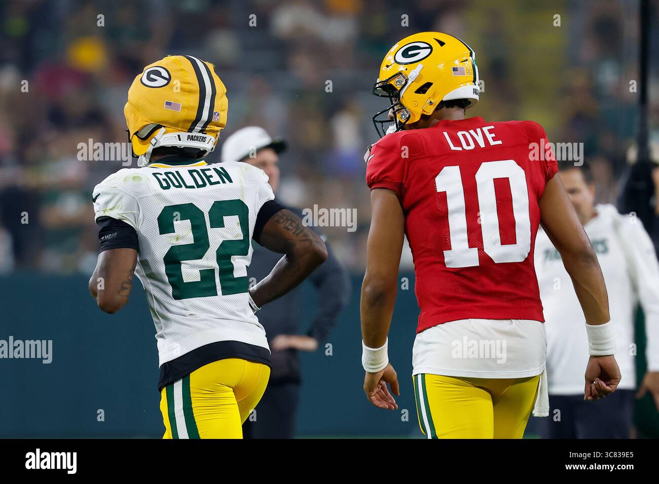 August 2, 2025: Green Bay Packers quarterback Jordan Love (10) and wide ...
