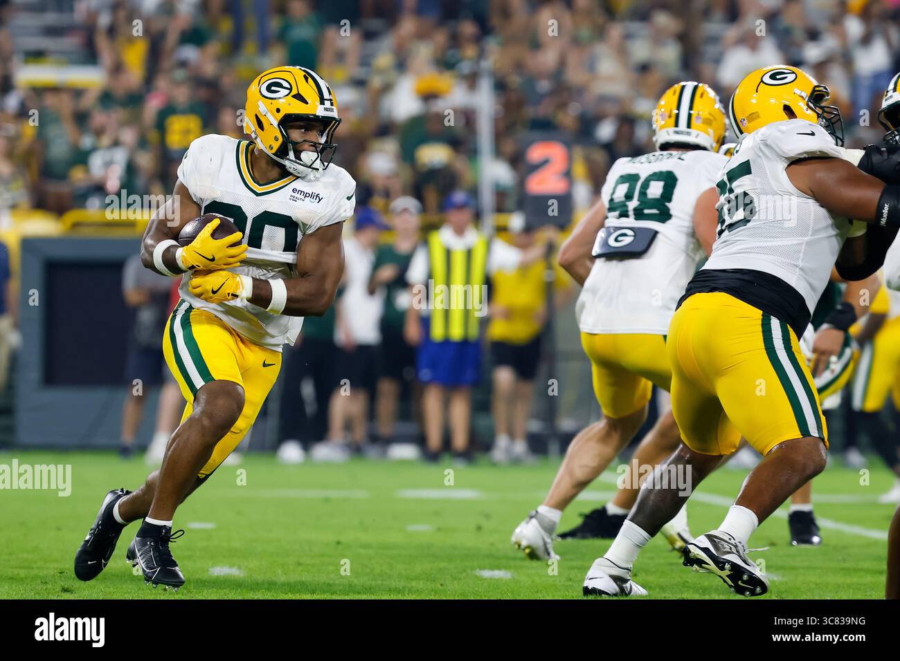 August 2, 2025: Green Bay Packers running back Chris Brooks (30) during ...