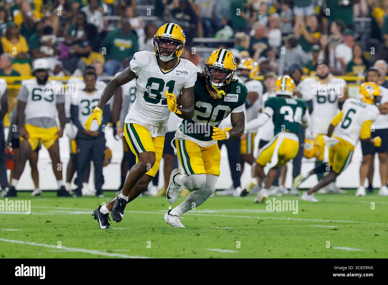 August 2, 2025: Green Bay Packers wide receiver Julian Hicks (81) and ...