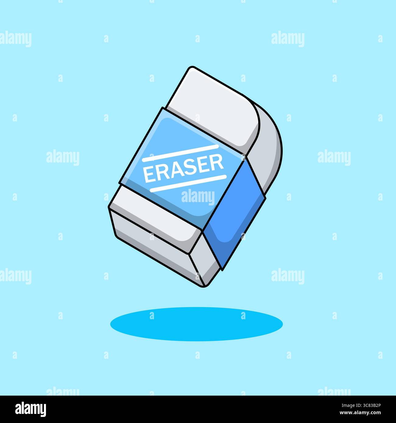 Cartoon Eraser Illustration on Blue Backdrop Vector Illustration Stock ...
