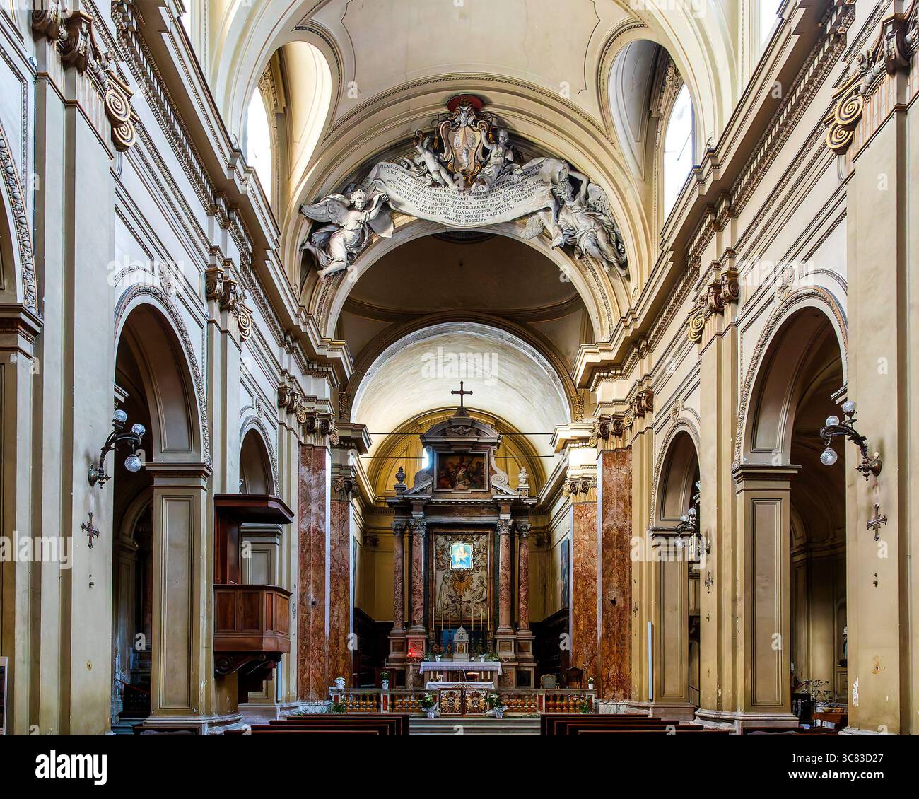 Nave and altar of the Chiesa di Sant’Eusebio on the Esquiline Hill in ...