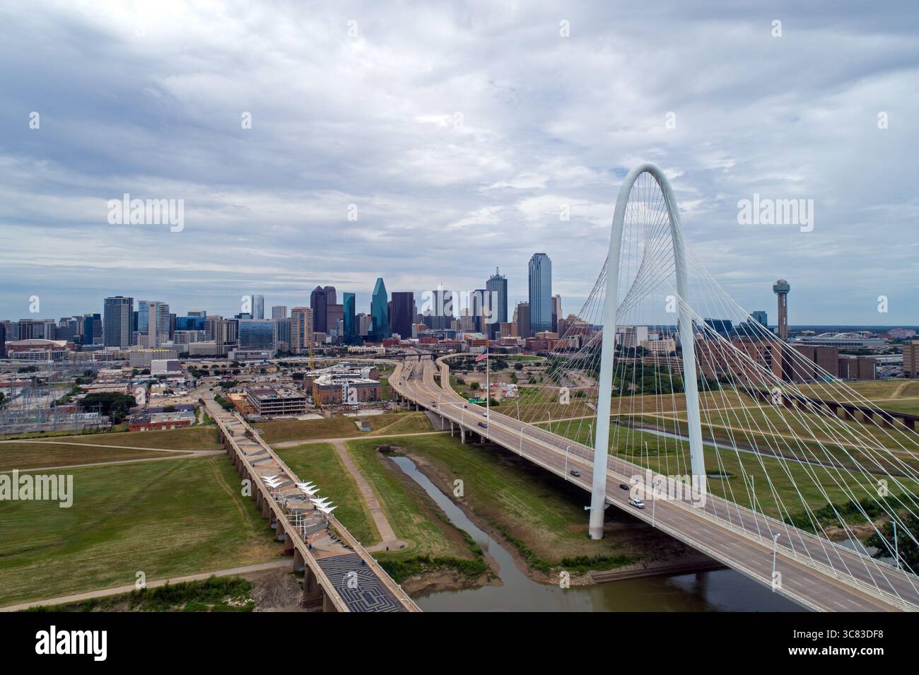 Drone shot of the Dallas, Texas skyline in June Stock Photo - Alamy