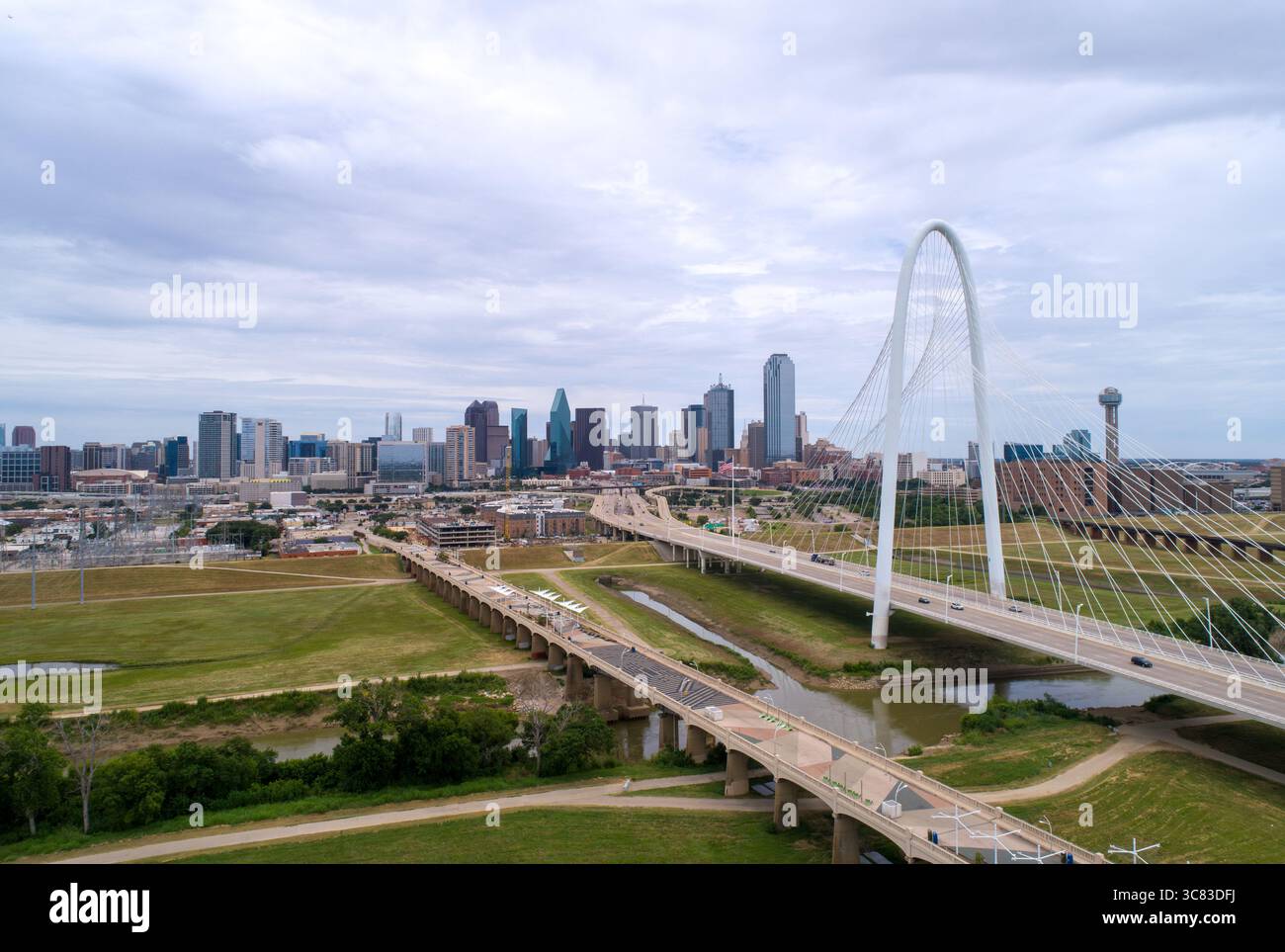 Drone shot of the Dallas, Texas skyline in June Stock Photo - Alamy