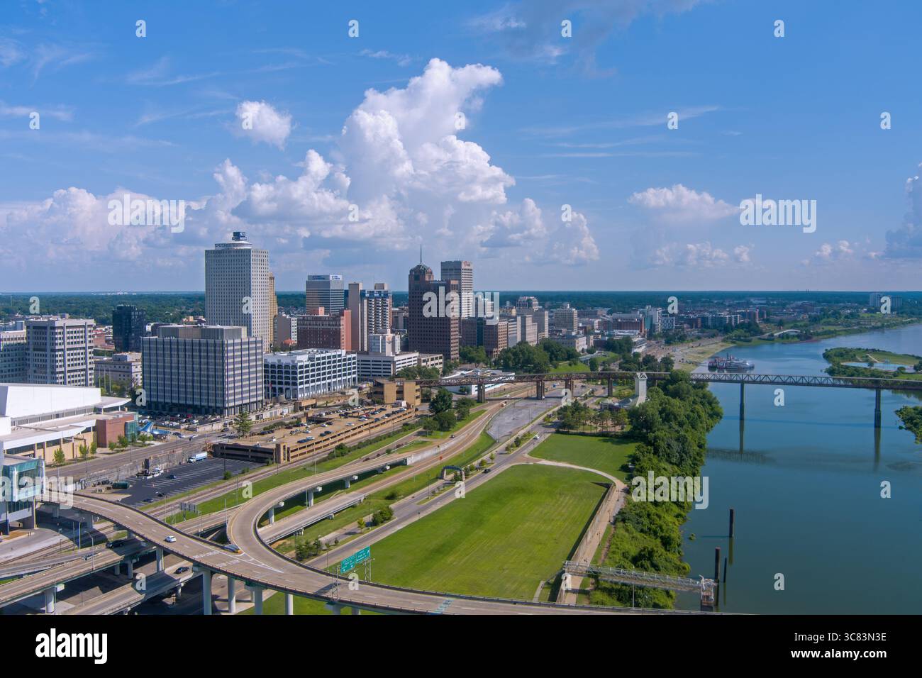 Drone photography of downtown Memphis, Tennessee in June Stock Photo ...