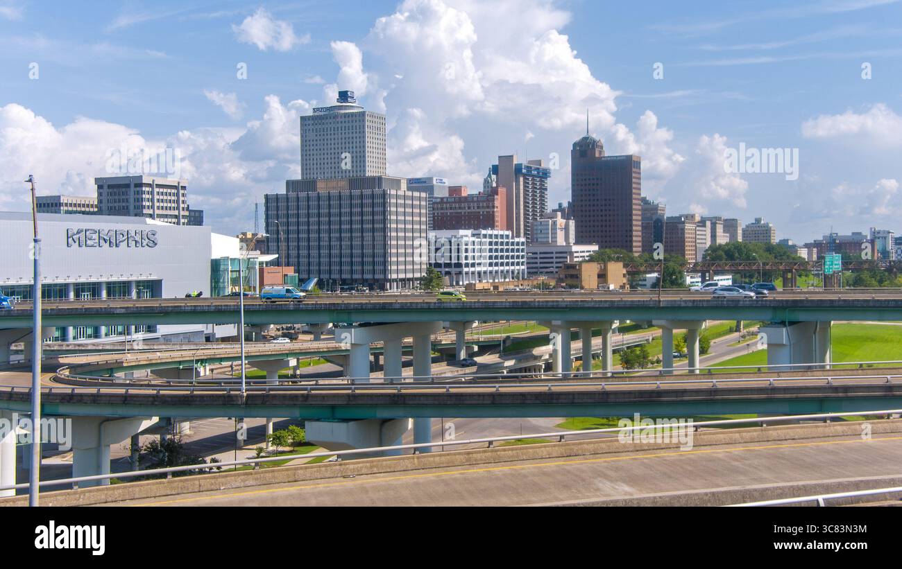 Drone photography of downtown Memphis, Tennessee in June Stock Photo ...