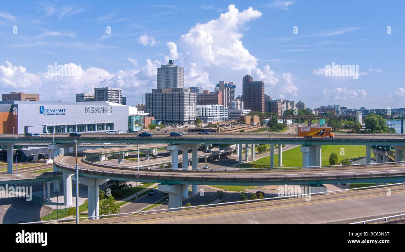 Drone photography of downtown Memphis, Tennessee in June Stock Photo ...