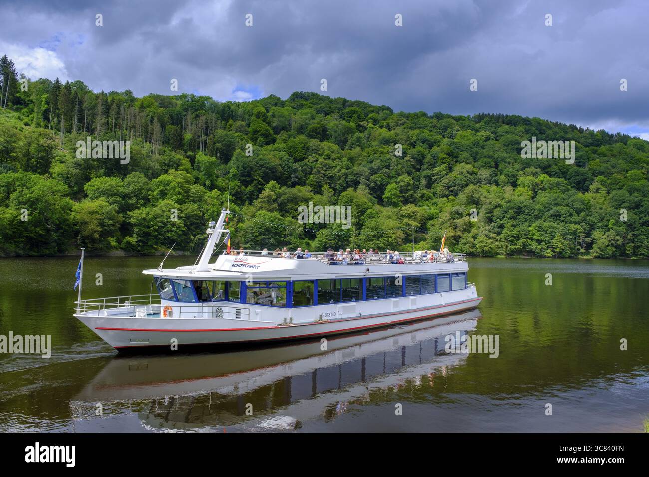 Excursion boat on the Rursee, Rursee boat trip, Rur dam, Rur reservoir ...