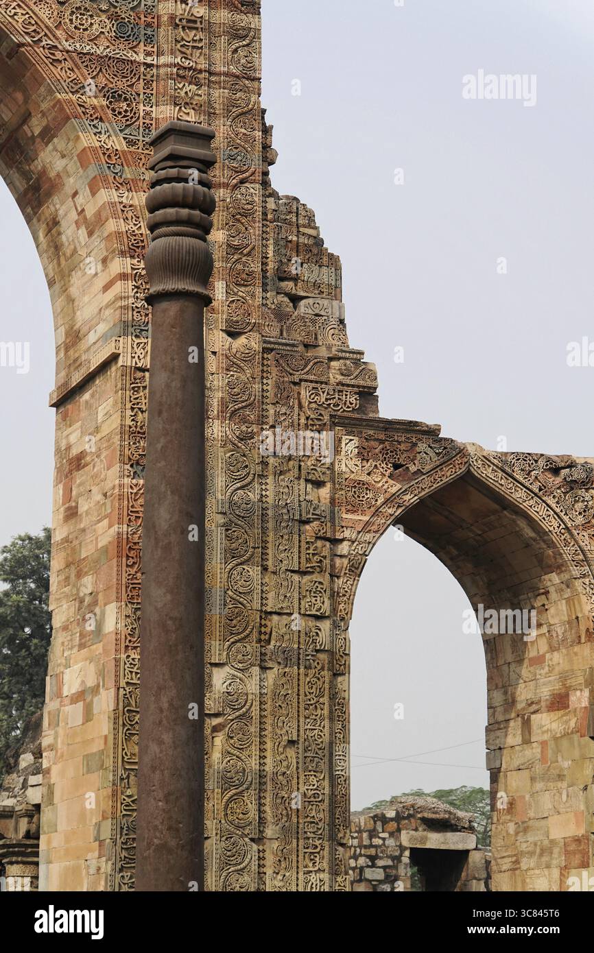 Close-up of ornate arches and stone pillars, Rajasthan, North India ...