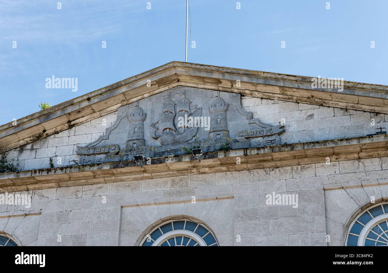 Port of Cork building motto Sign, Cork City, Ireland Stock Photo - Alamy
