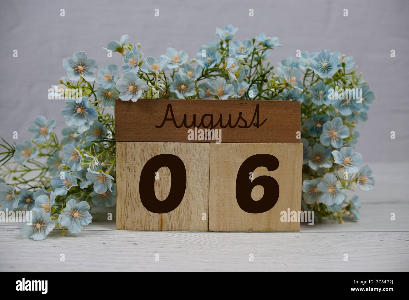 Wooden Calendar Showing the Date of August 6th. Day 6 of August month ...