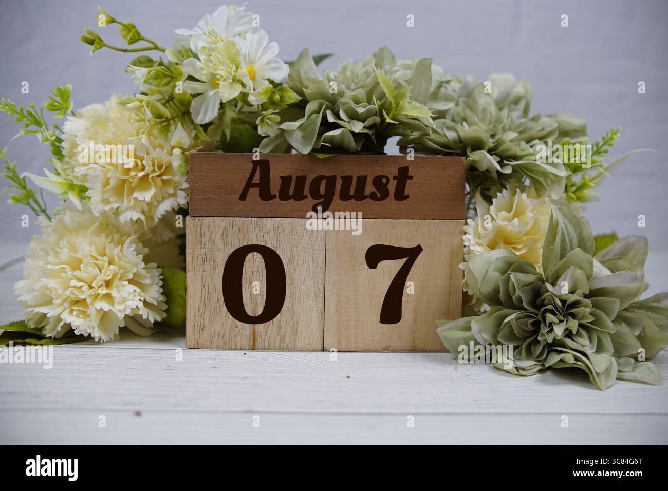 Wooden Calendar Showing the Date of August 7th. Day 7 of August month ...