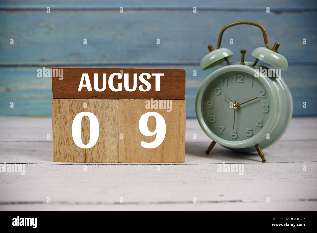 Wooden Calendar Showing the Date of August 9th. Day 9 of August month ...
