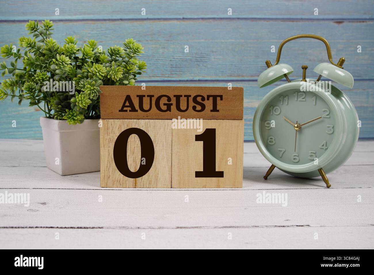 Wooden Calendar Showing the Date of August 1st. Day 1 of August month ...
