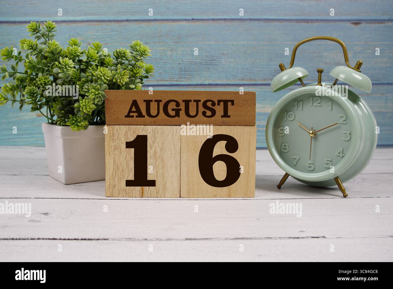 Wooden Calendar Showing the Date of August 16th. Day 16 of August month ...