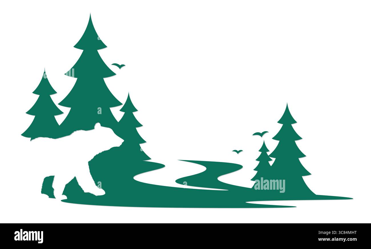 The green forest symbol with bear Stock Vector Image & Art - Alamy