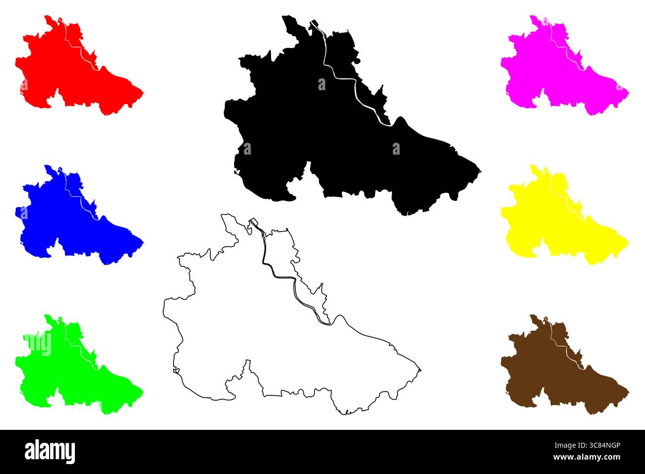 Mito city (Japan, Nihon-koku or Nippon-koku, Kanto region) map vector ...