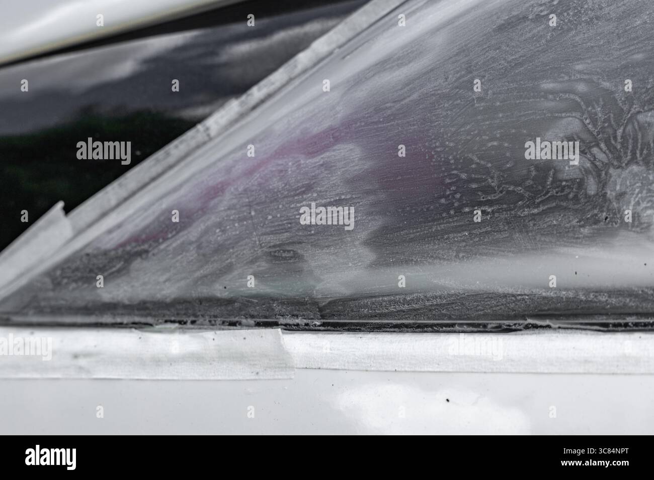 Polishing damaged car headlights with sandpaper, car lamp renovation ...