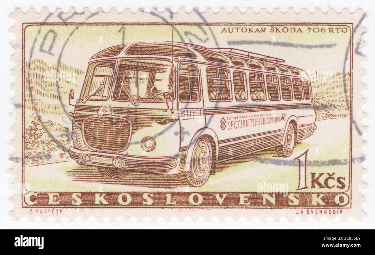 CZECHOSLOVAKIA - 1958 December 1: 1 koruna brown and light yellow-green ...