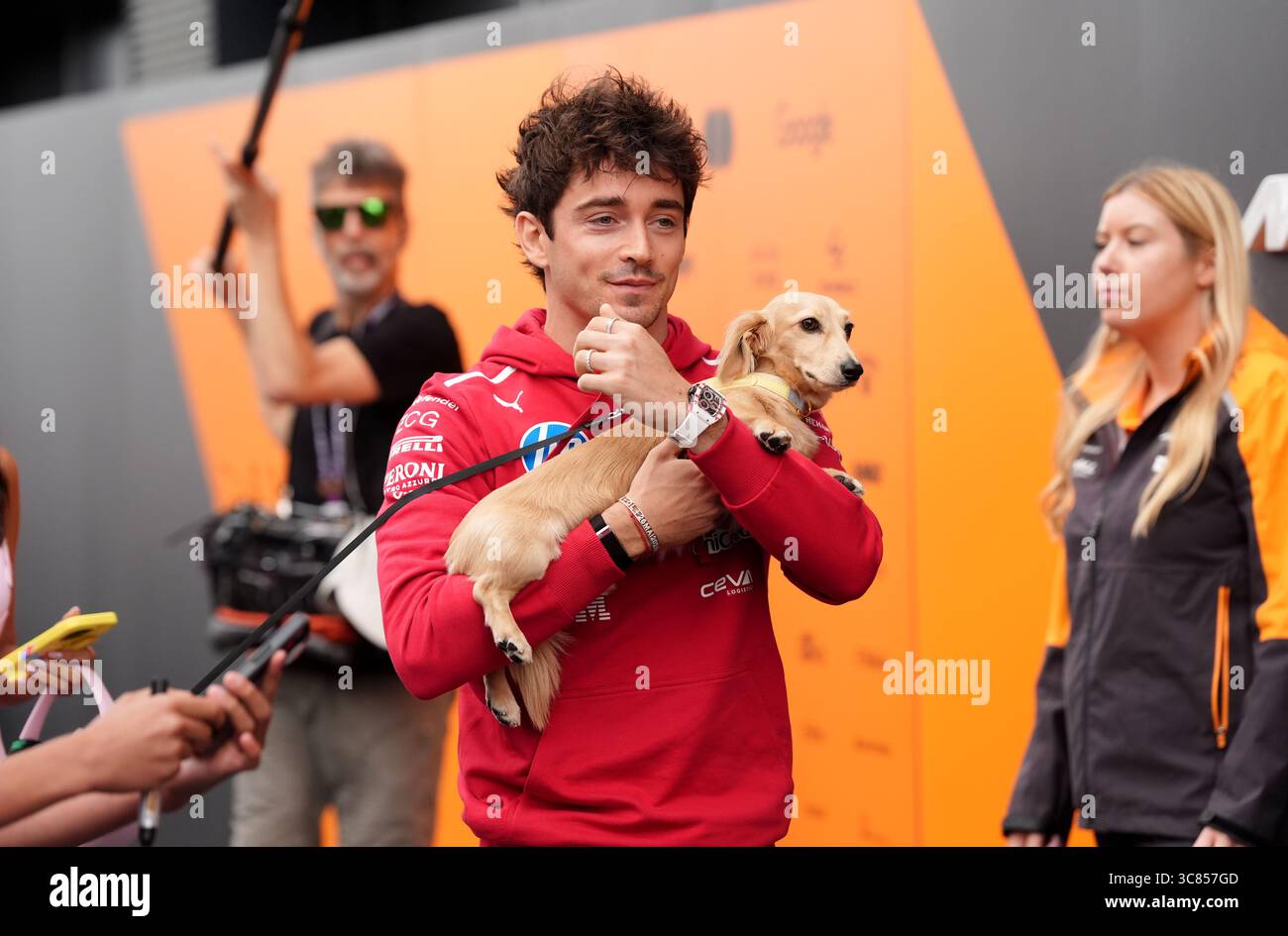 Ferrari's Charles Leclerc and his pet dog Leo ahead of the Hungarian ...