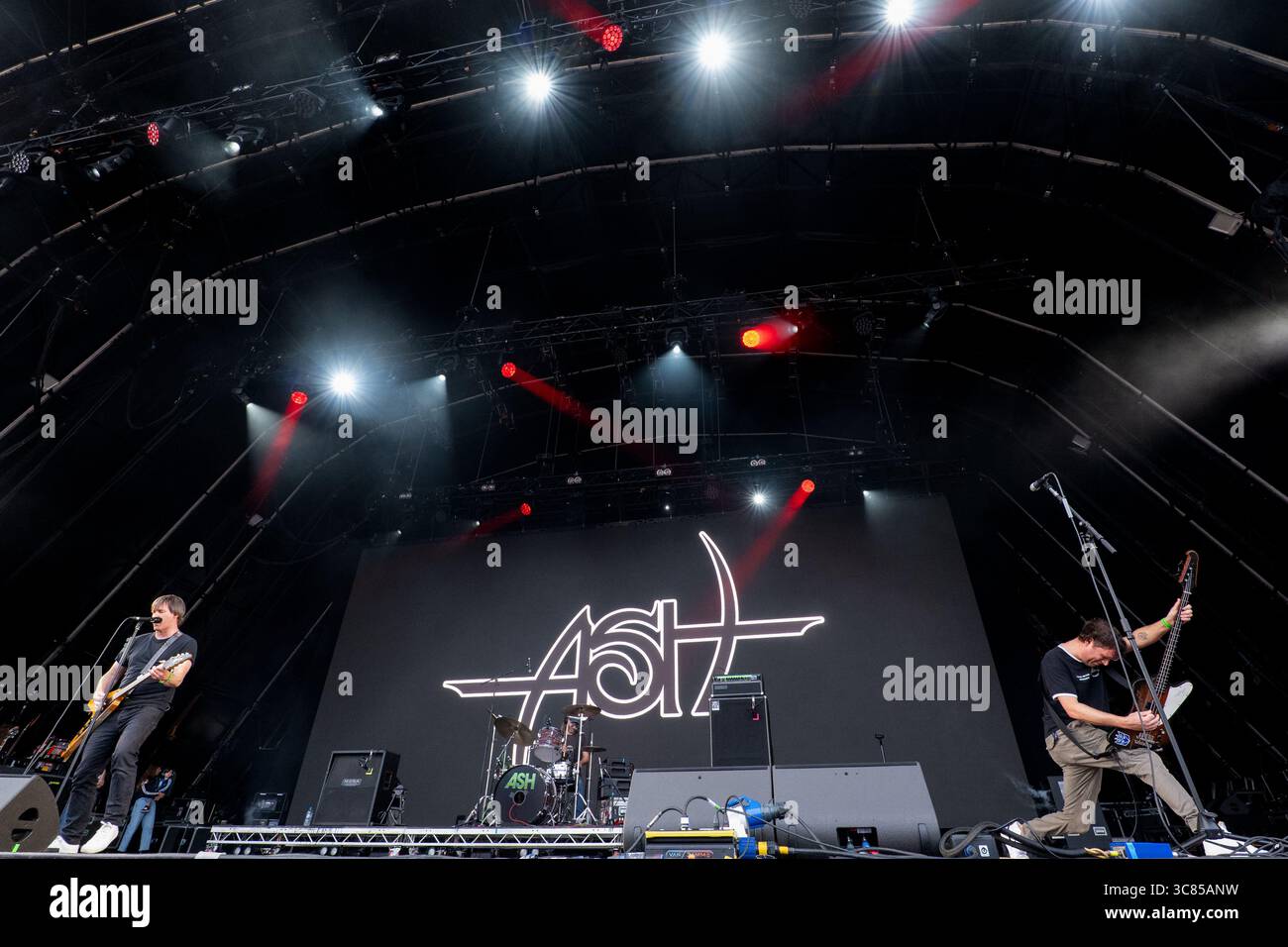 Saffron Walden, UK, 2 August, 2025. Ash in concert. Pictured left to ...