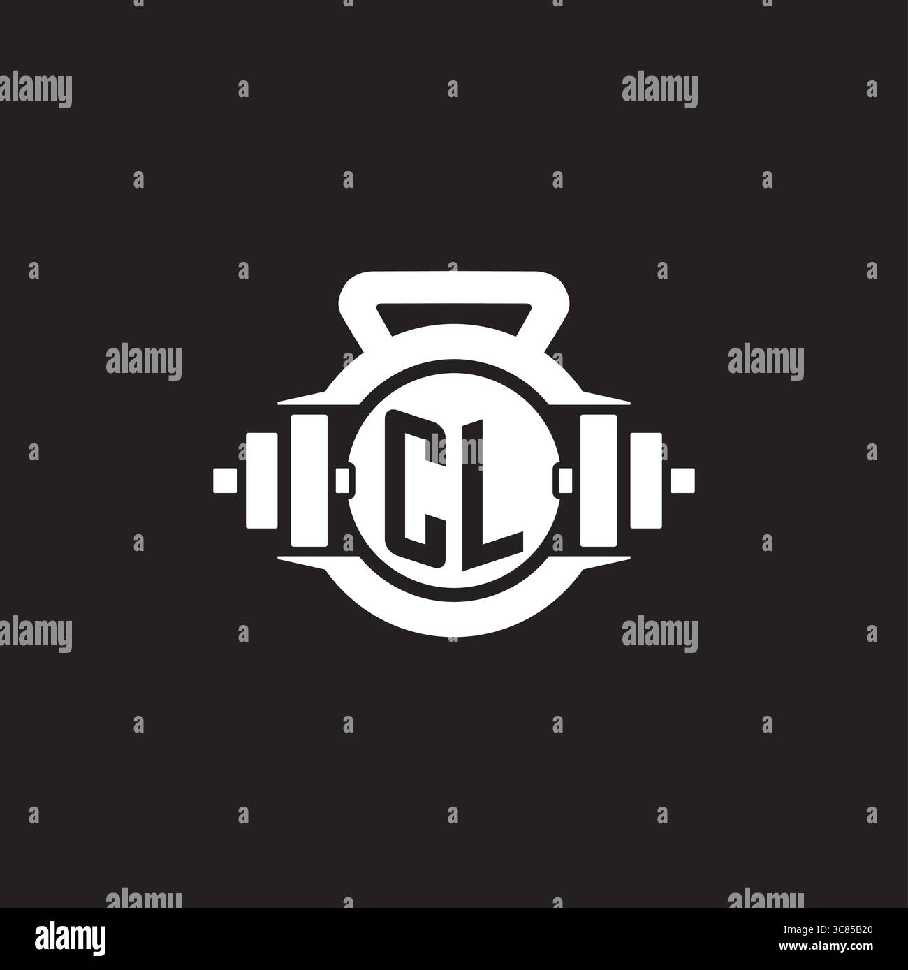 Initial CL logo design ideas with simple dumbbell and kettlebell icon ...
