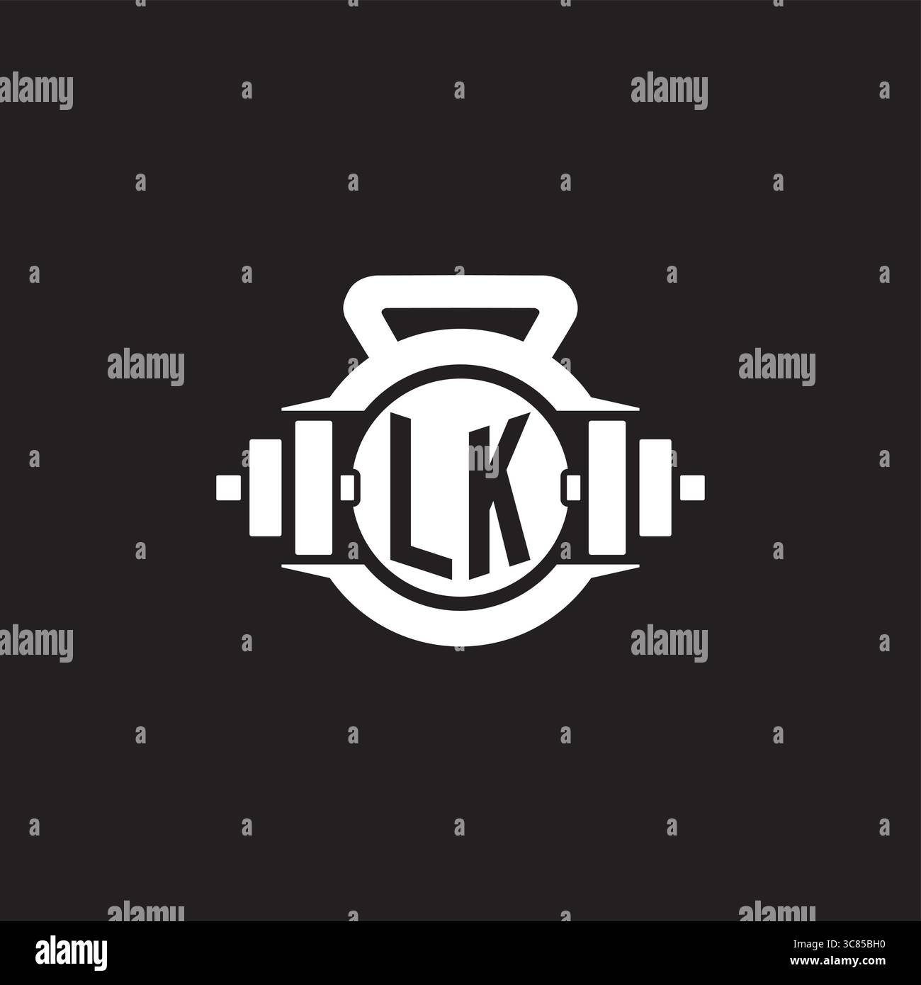Initial LK logo design ideas with simple dumbbell and kettlebell icon ...