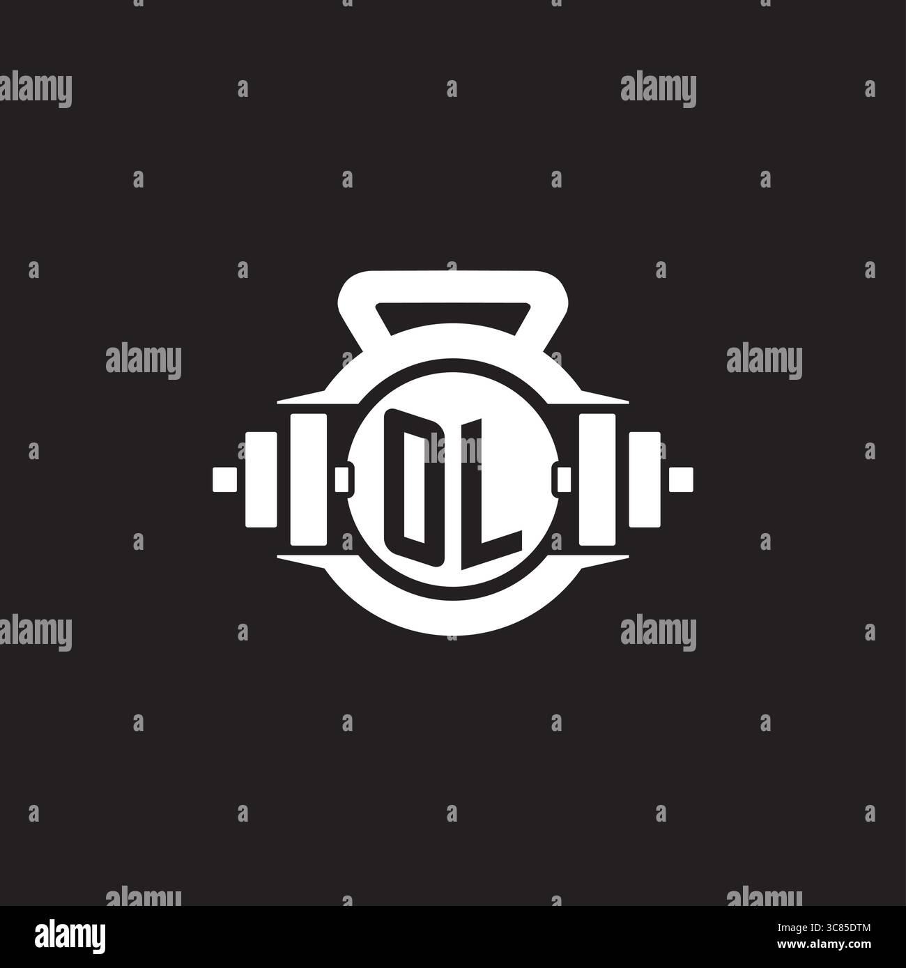 Initial OL logo design ideas with simple dumbbell and kettlebell icon ...