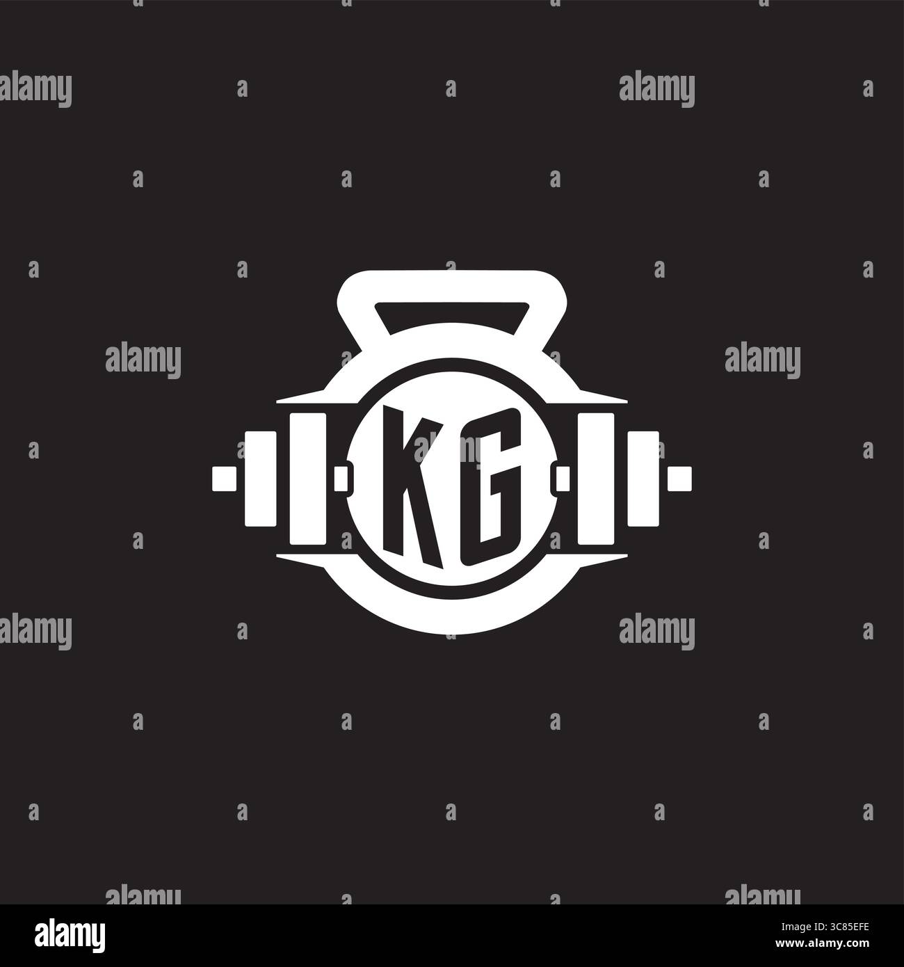 Initial KG logo design ideas with simple dumbbell and kettlebell icon ...