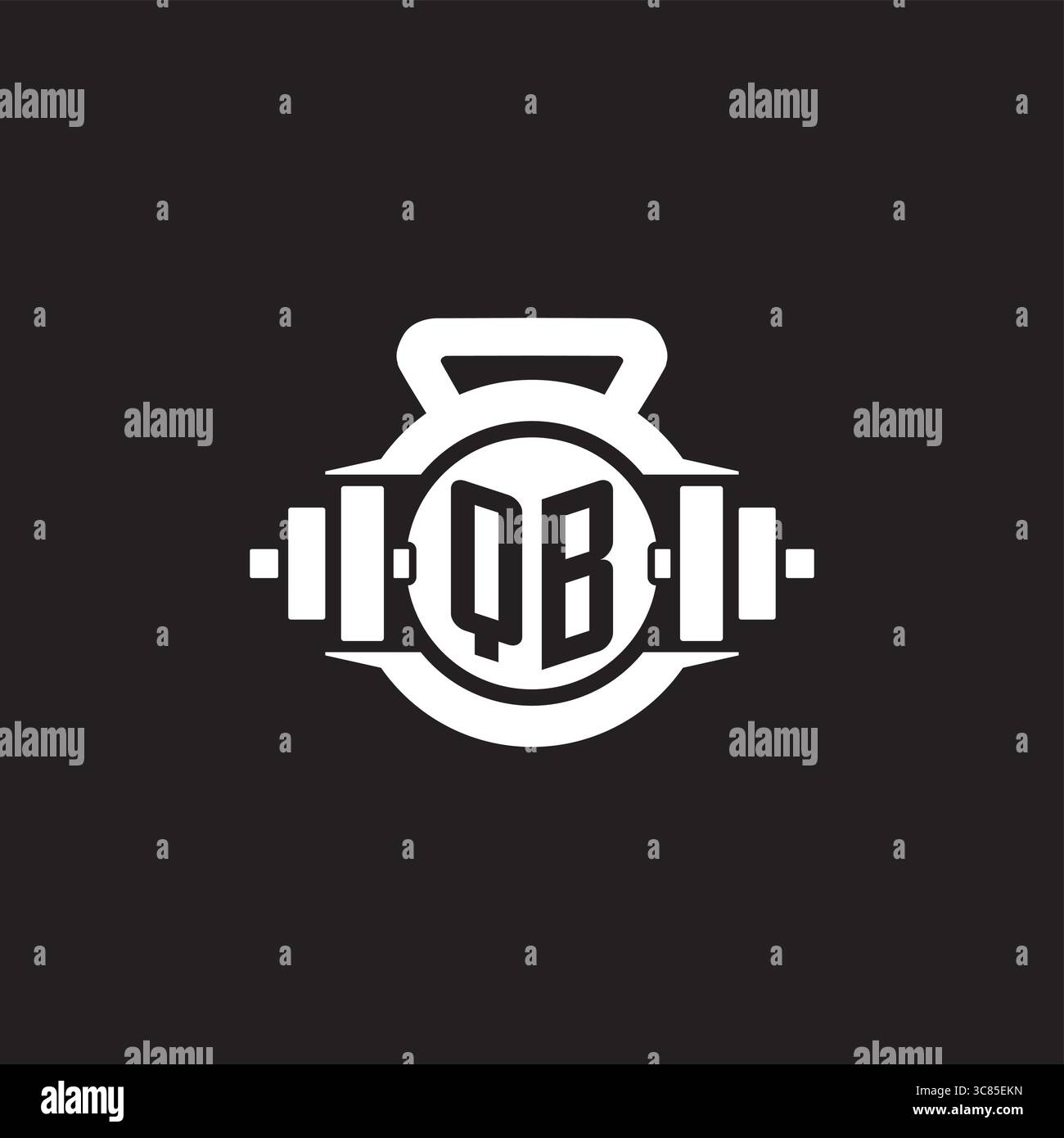 Initial QB logo design ideas with simple dumbbell and kettlebell icon ...