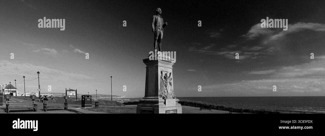 The Captain James Cook Monument overlooking Whitby harbour, North ...