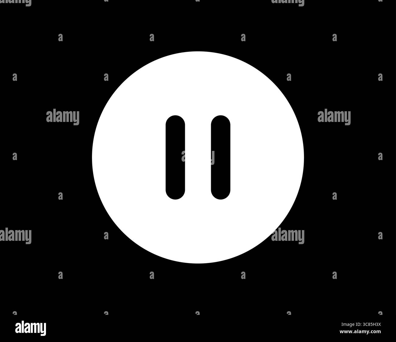 Circular pause button icon with white parallel bars. Minimalist media ...