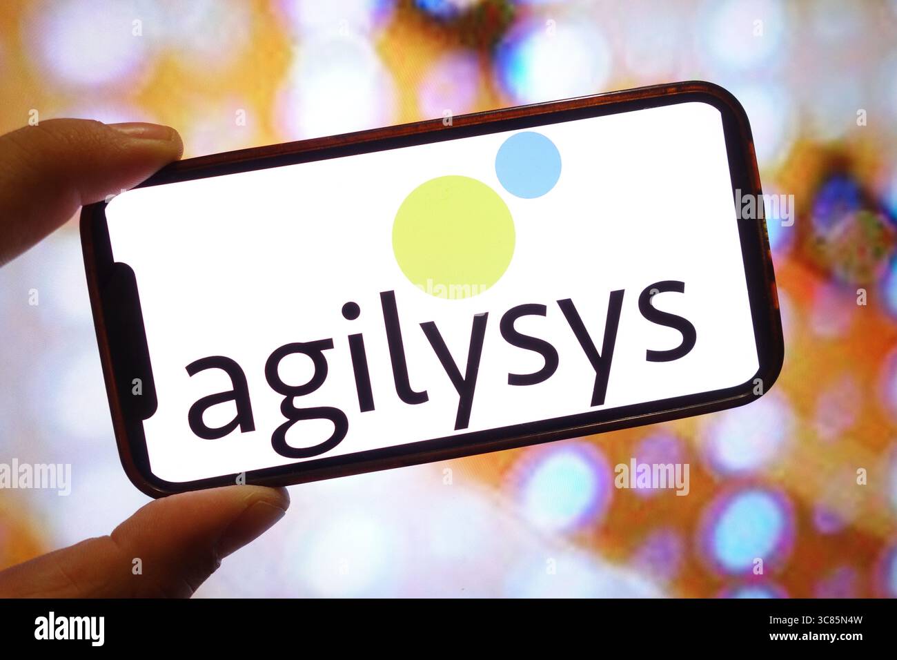 In this photo illustration, an Agilysys company logo is seen displayed ...