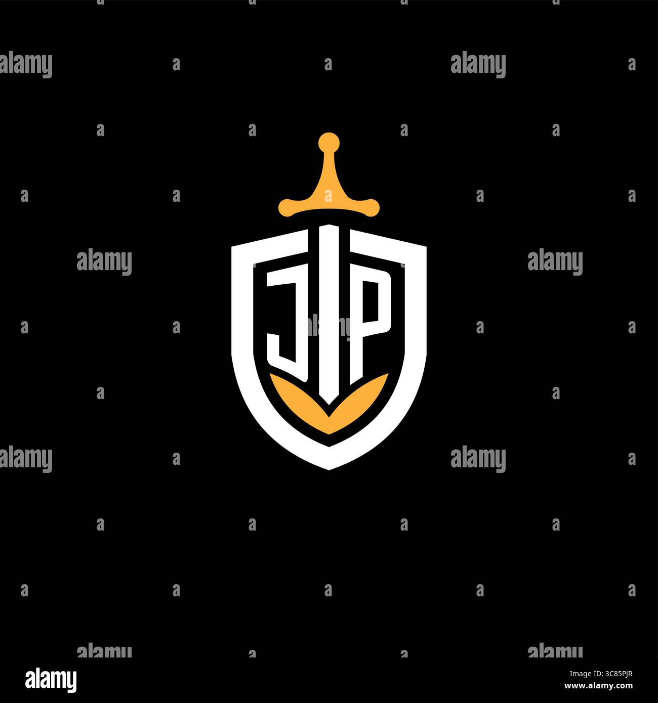 Creative letter JP logo gaming esport with shield vector graphic Stock ...
