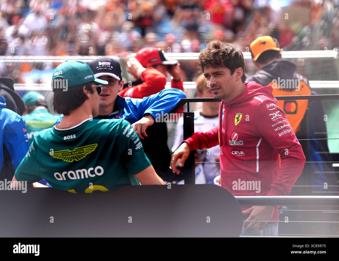 Aston Martin's Lance Stroll and Ferrari's Charles Leclerc in the ...