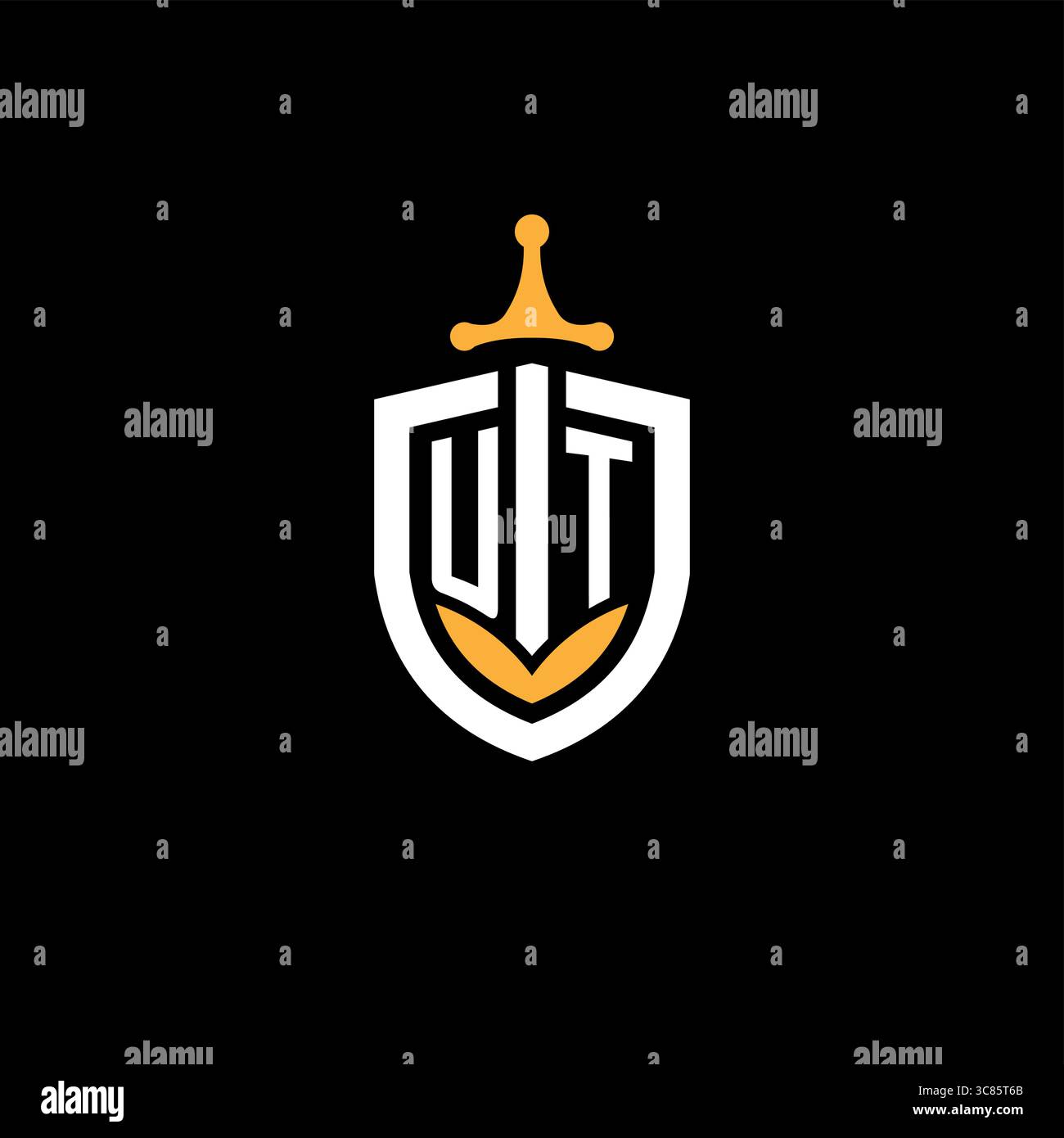 Creative letter UT logo gaming esport with shield vector graphic Stock ...