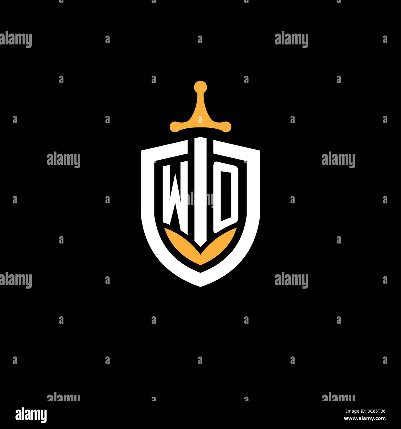 Creative letter WO logo gaming esport with shield vector graphic Stock ...