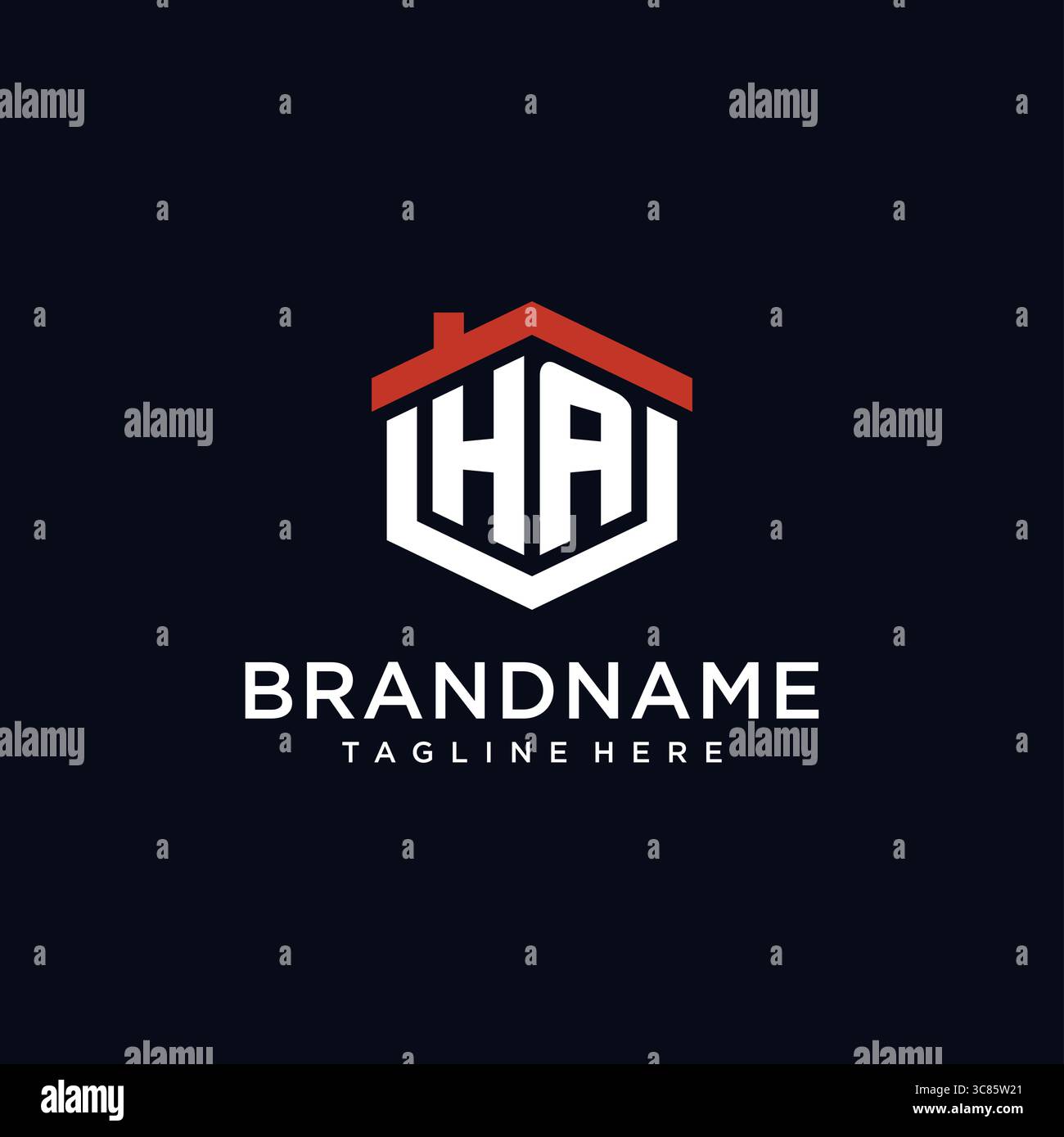 Initial letter HA logo with home roof hexagon shape design ideas vector ...