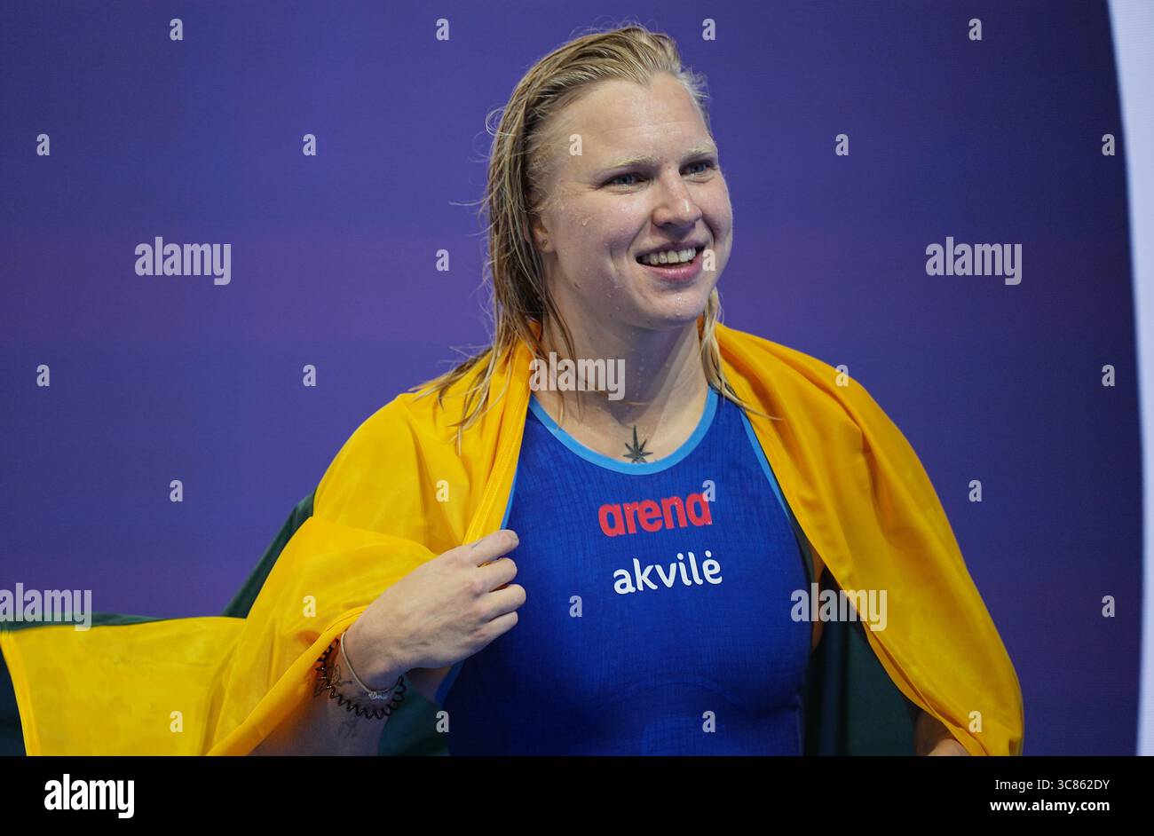Singapore. 3rd Aug, 2025. Ruta Meilutyte of Lithuania reacts after the ...