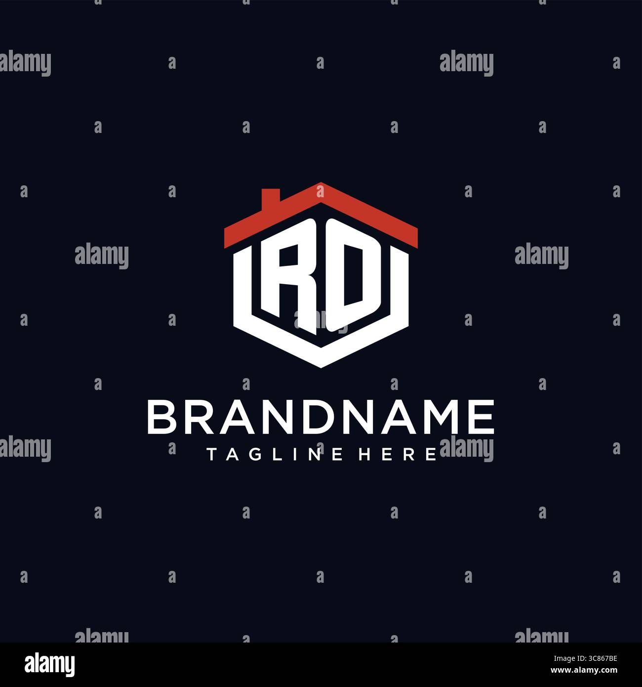 Initial letter RO logo with home roof hexagon shape design ideas vector ...