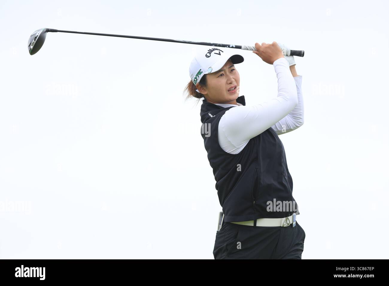 China's Yan Liu tees off on the 13th on day four of the 2025 AIG Women ...