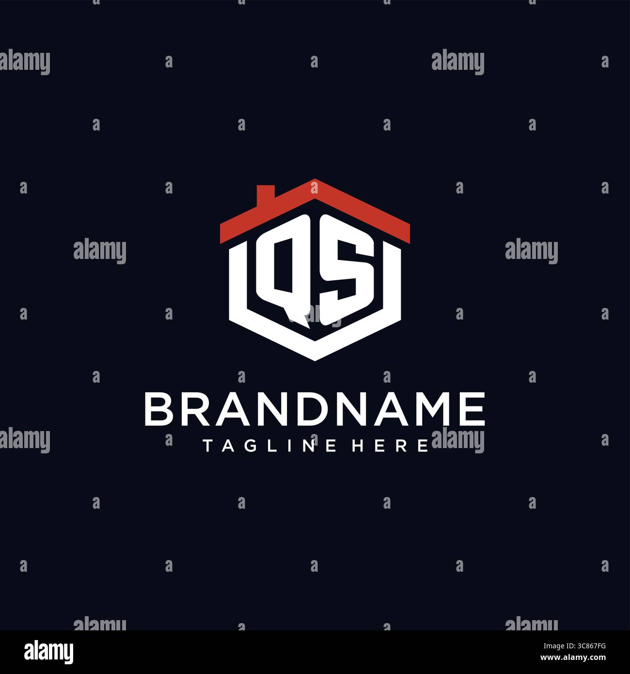 Initial letter QS logo with home roof hexagon shape design ideas vector ...
