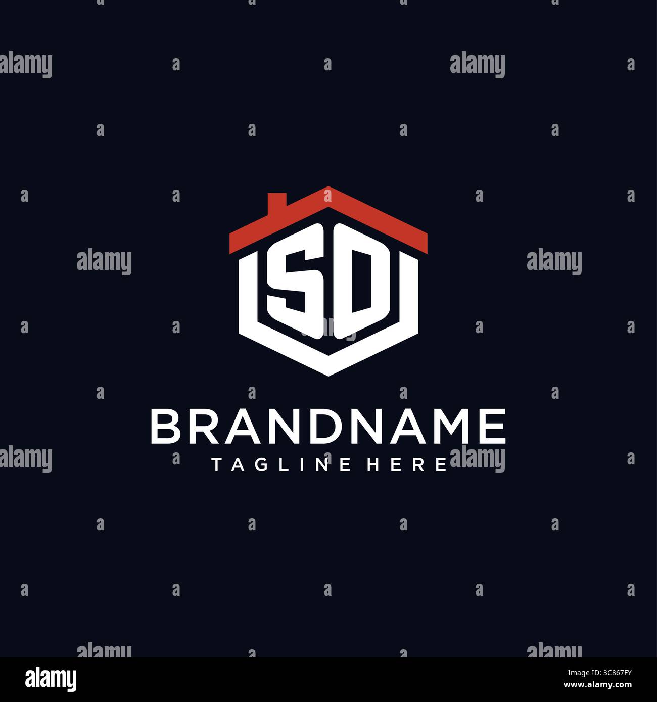 Initial letter SO logo with home roof hexagon shape design ideas vector ...
