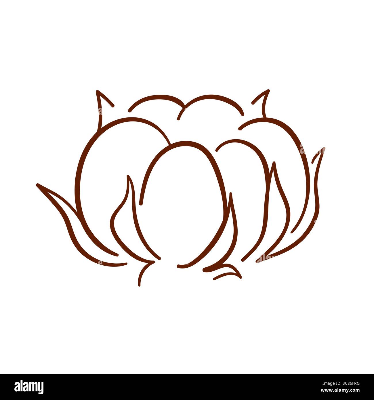 Simple line art style icon of a cotton boll isolated on white ...