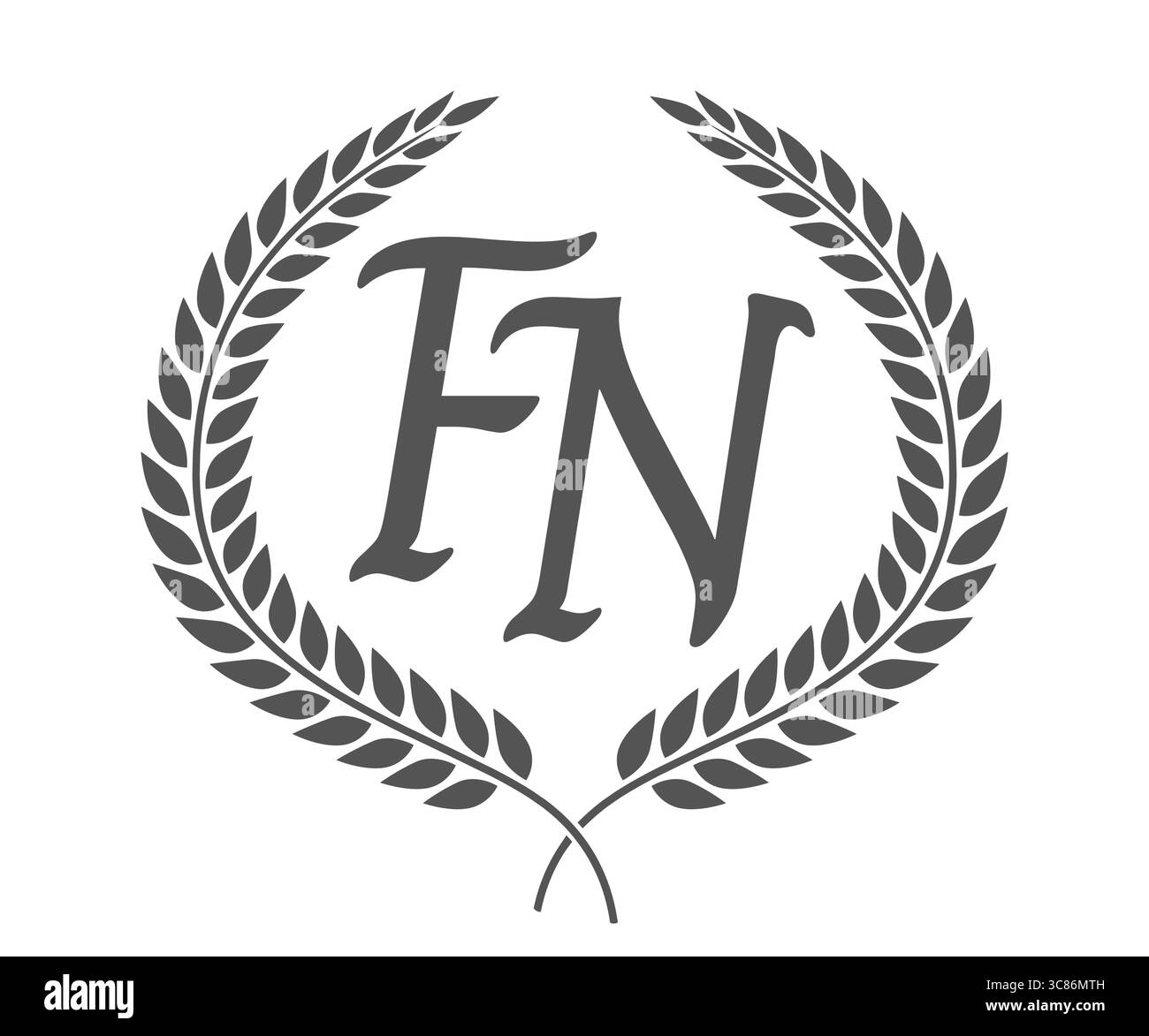 Initial letter F and N, FN monogram logo design with laurel wreath ...