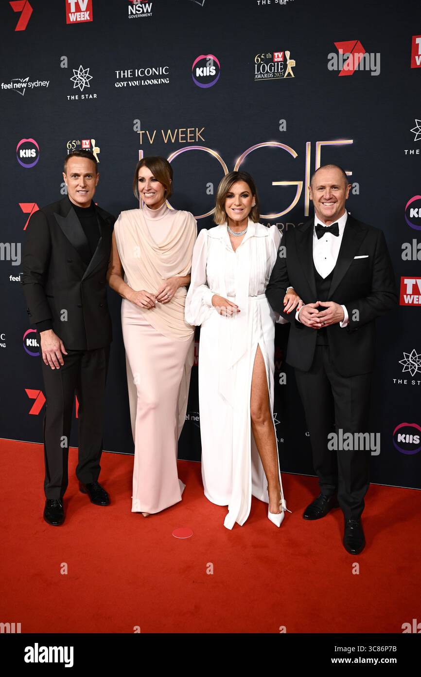 (L-R) Matt Shirvington, Natalie Barr, Kylie Gillies and Larry Emdur ...
