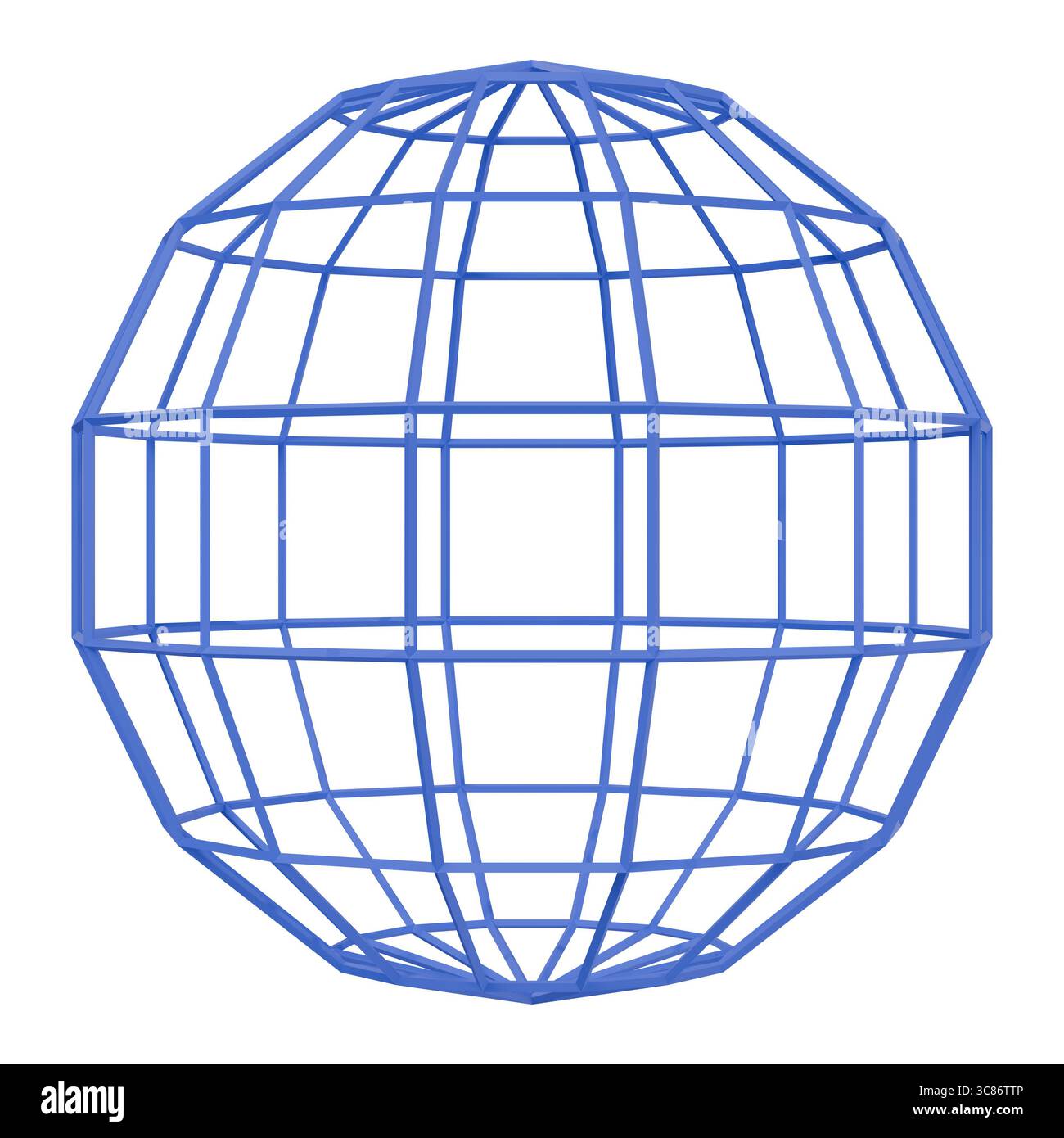 3D wireframe mesh illustration of a global sphere, abstract geometric ...